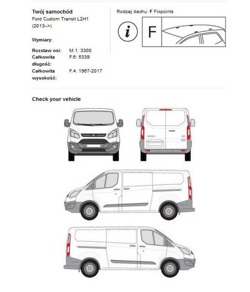 Platforma dachowa bagażnik Ford Transit Custom L2H1 | Sklep internetowy ...
